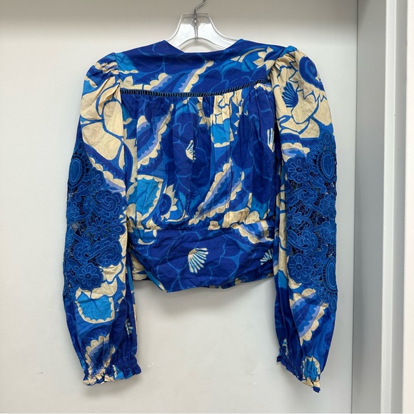 FARM Rio | Tops | Nwt Farm Rio Tropical Groove Blue Blouse | Poshmark